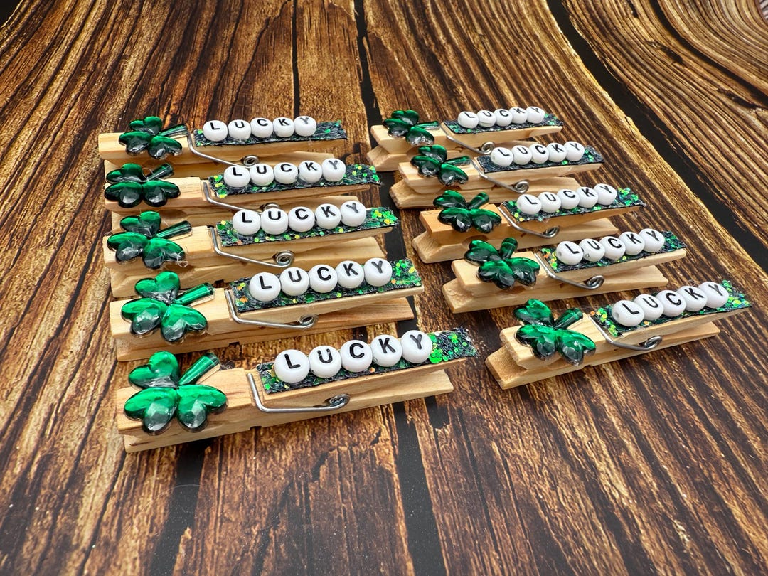 Pack of Lucky Cheer Pins With Shamrocks and Green Glitter - Cheerleader ...