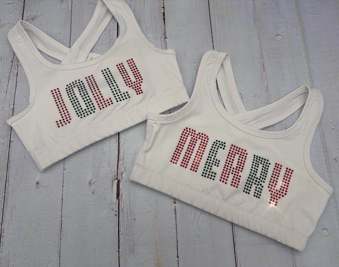 Christmas Crop Top Sports Bra - Cheer Gift - Cheerleader - Gymnastics ...