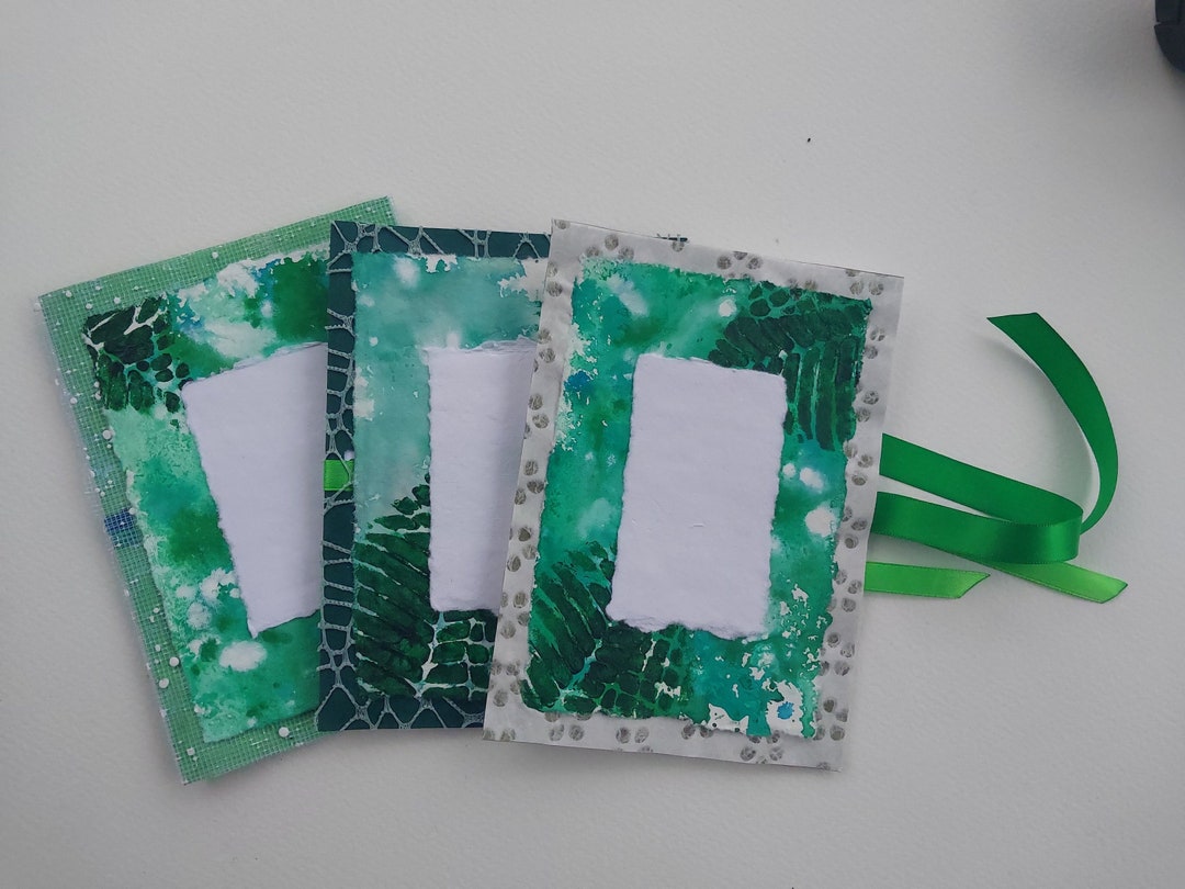 Handmade Green Card Set, One-of-a-kind 5x7 Cards - Etsy