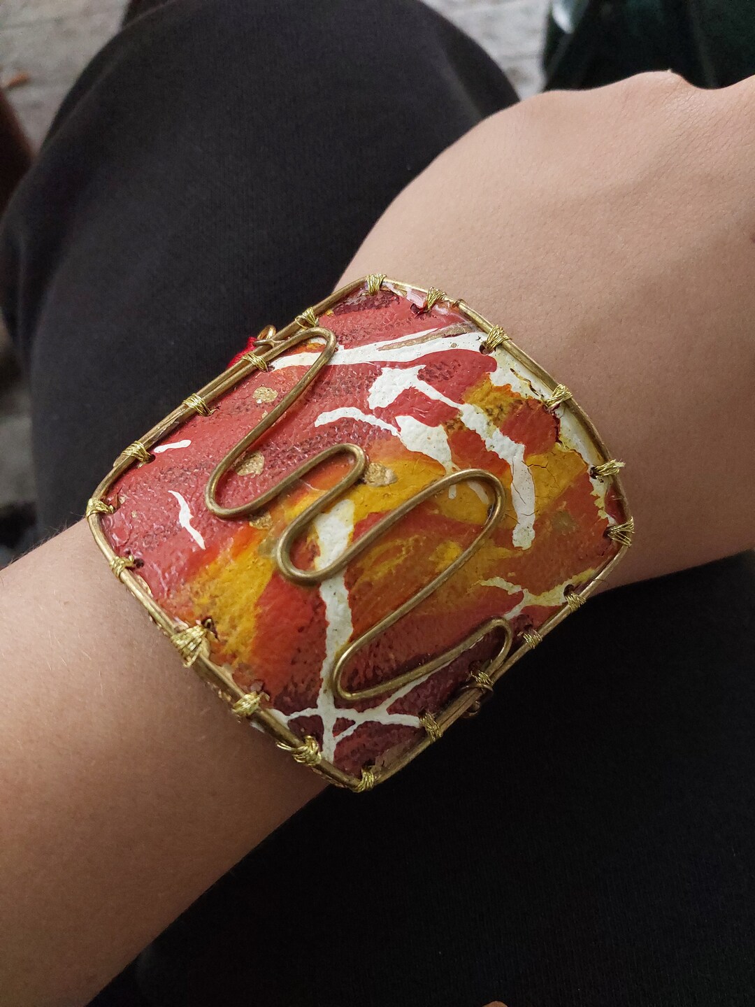 Hand Painted Leather Wrap Cuff Bracelet - Etsy