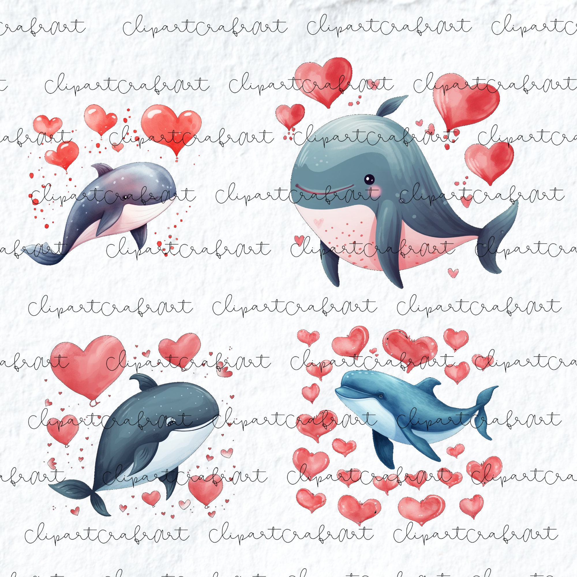 Whale Valentines Clipart, Whale Valentines Red Hearts Sea Life PNG ...