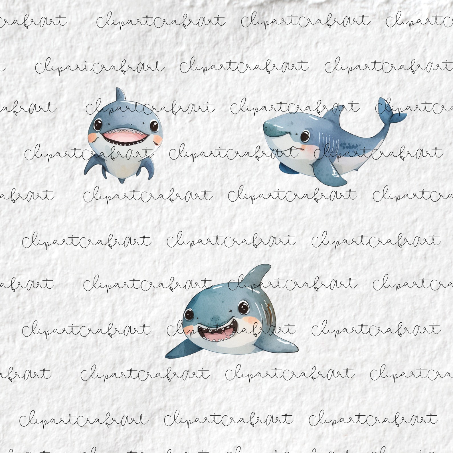 Baby Shark Clipart, Cute Baby Shark Watercolor Clipart ,ocean ...