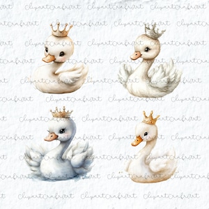Baby Swan Clipart, Swan Clipart, Swan Crowned Birthday Baby Shower Png ...