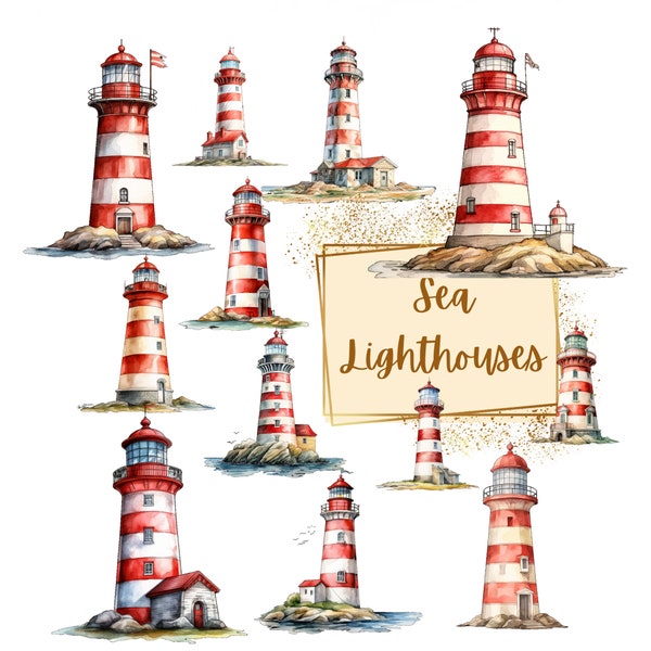 Lighthouse Clipart Bundle - 80 Designs | SVG & PNG | High Resolution ...