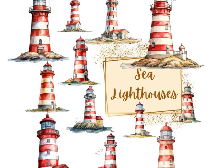 Watercolor Lighthouse Keeper Clipart Png Bundle, Lighthouse Clipart ...