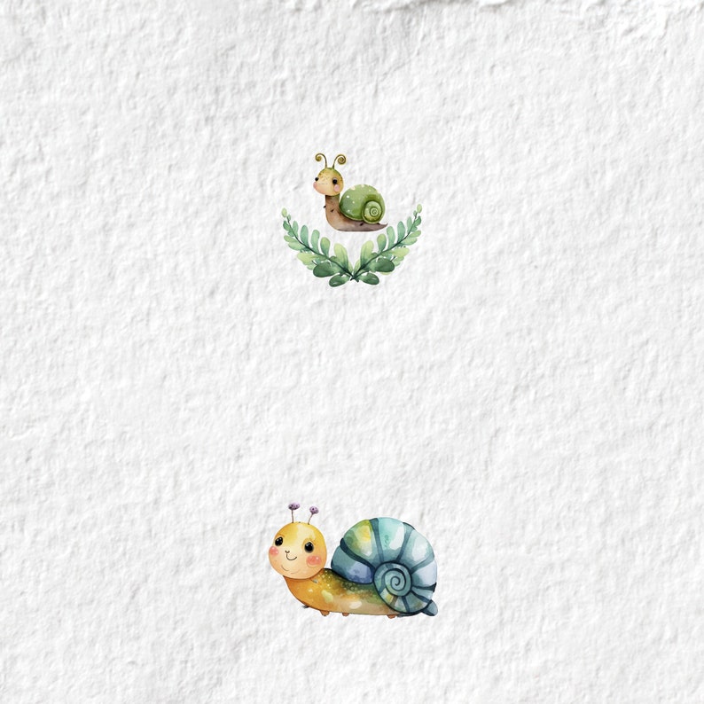 Snail Watercolor Clipart Cute Baby Shower Graphics Birthday - Etsy