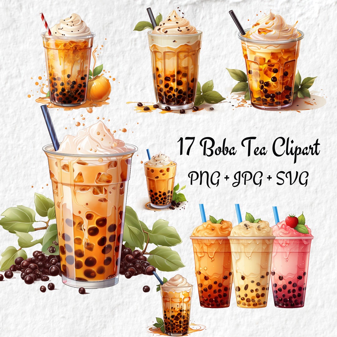 Boba Tea Clipart, Bubble Tea PNG, Watercolor Drinks Clipart, Bubble Tea ...