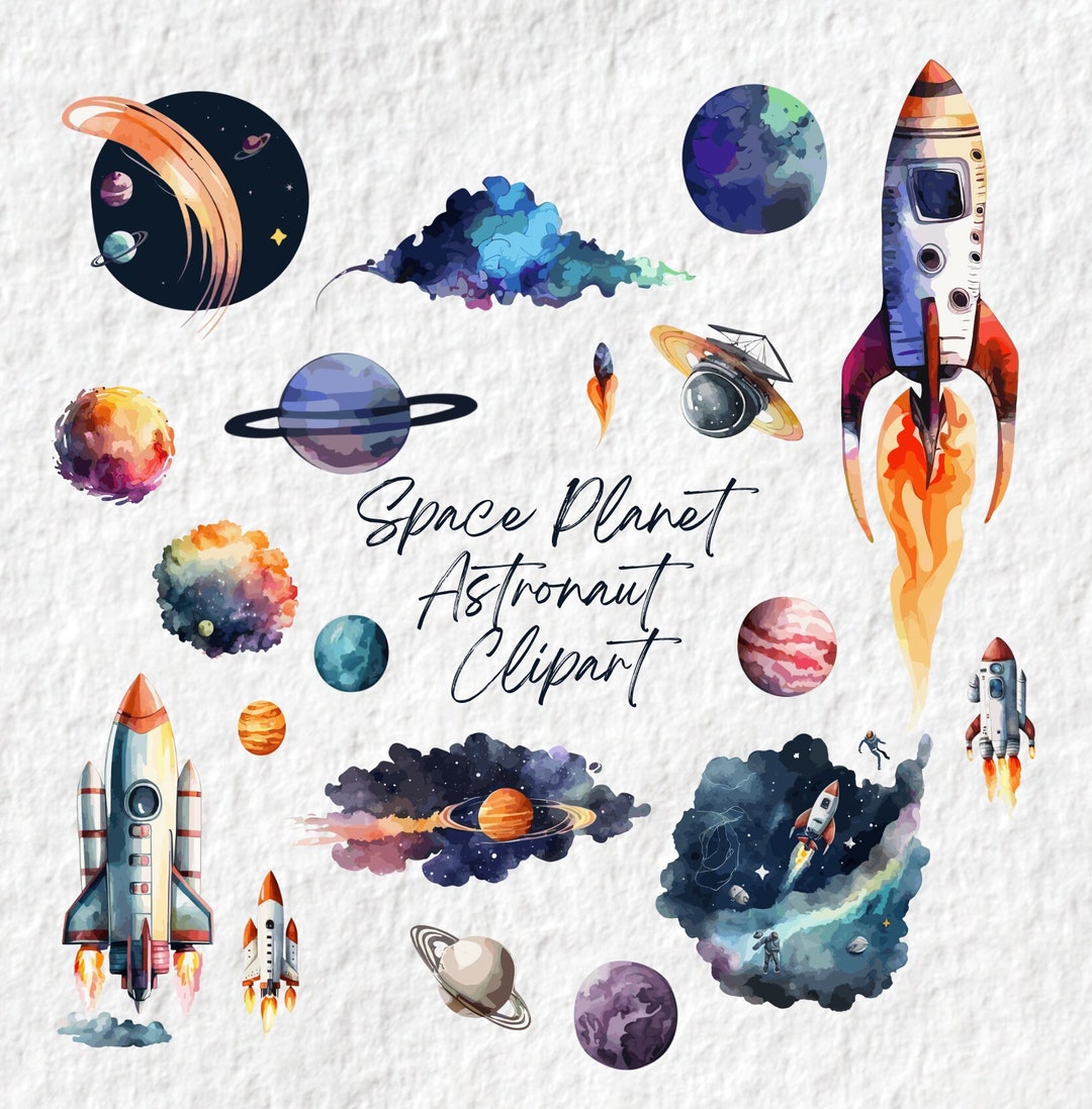 Outer Space Clipart Set, Planets Clipart Set, Planets PNG, Outer Space ...