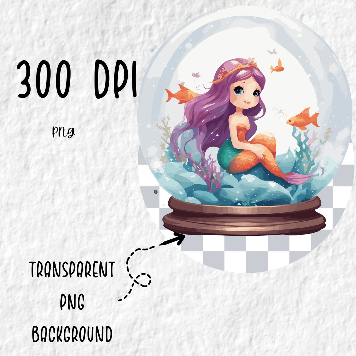 Mermaid Snow Globe Clipart Fantasy Mermaid Ocean Snow Globe - Etsy