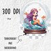 Mermaid Snow Globe Clipart Fantasy Mermaid Ocean Snow Globe - Etsy