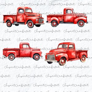 Vintage Red Truck Clipart, Vintage Pickup Truck Clipart, Vintage Farm ...