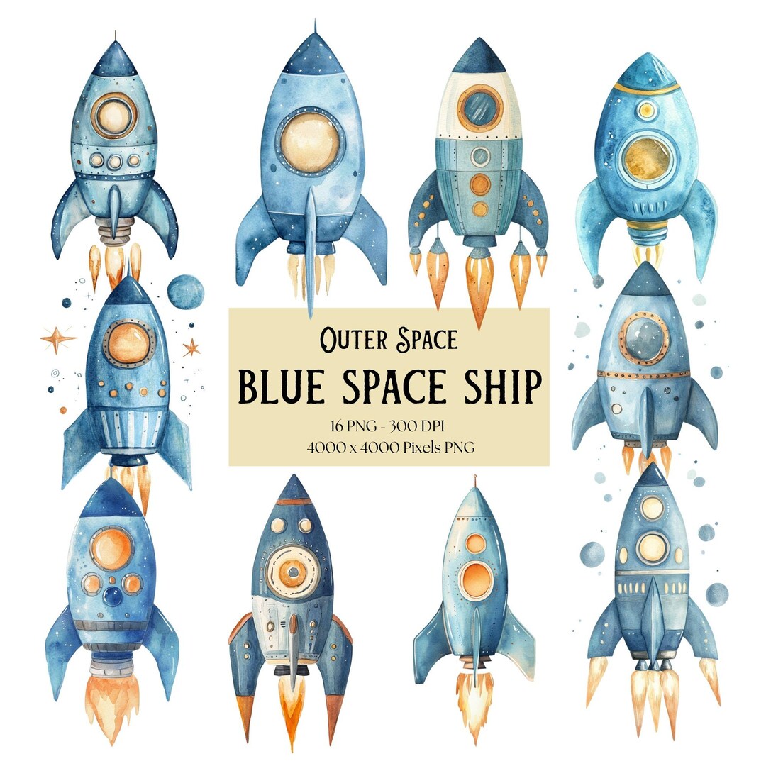 Blue Space Ship Clipart, Space Rocket Ship Png, Outer Space Clipart ...