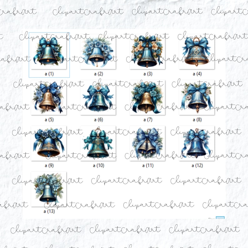Watercolor Christmas Bell Clipart, Blue Ribbon Ornaments (digital ...