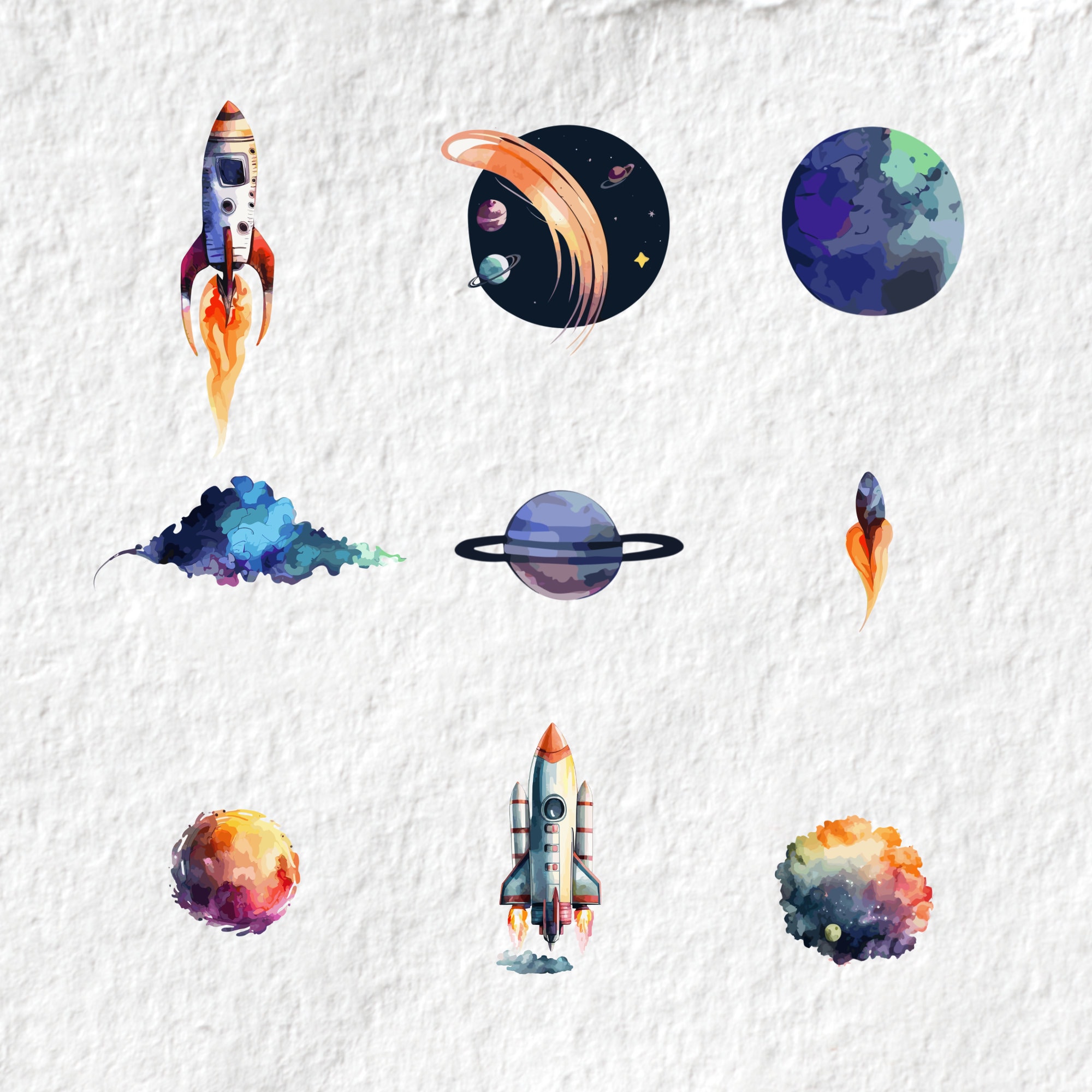 Outer Space Clipart Set, Planets Clipart Set, Planets PNG, Outer Space ...