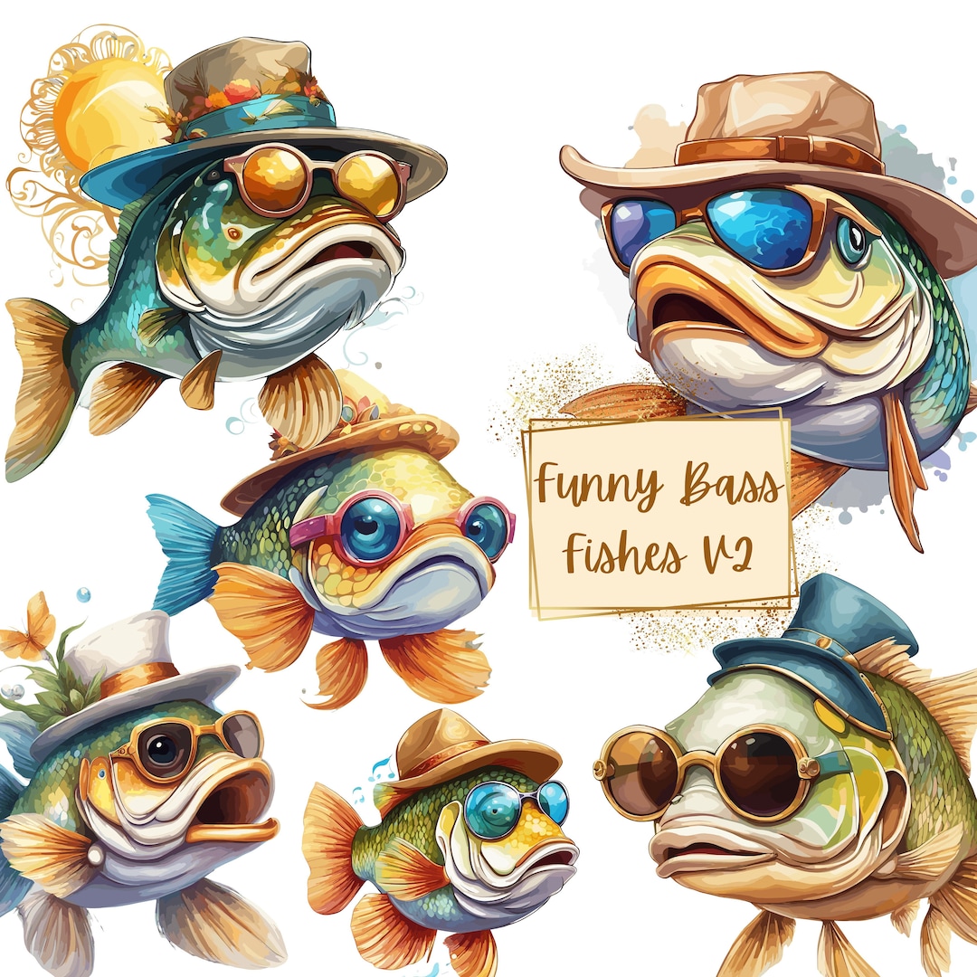 Funny Bass Fish Clipart, Big Mouth Bass Fish PNG, Bass Fishing Clipart ...