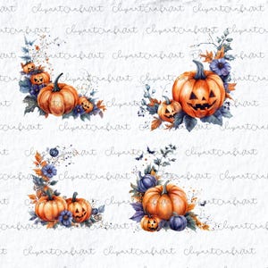 Halloween Fantasy Floral Pumpkin Clipart, Autumn Fall Pumpkin Fantasy ...