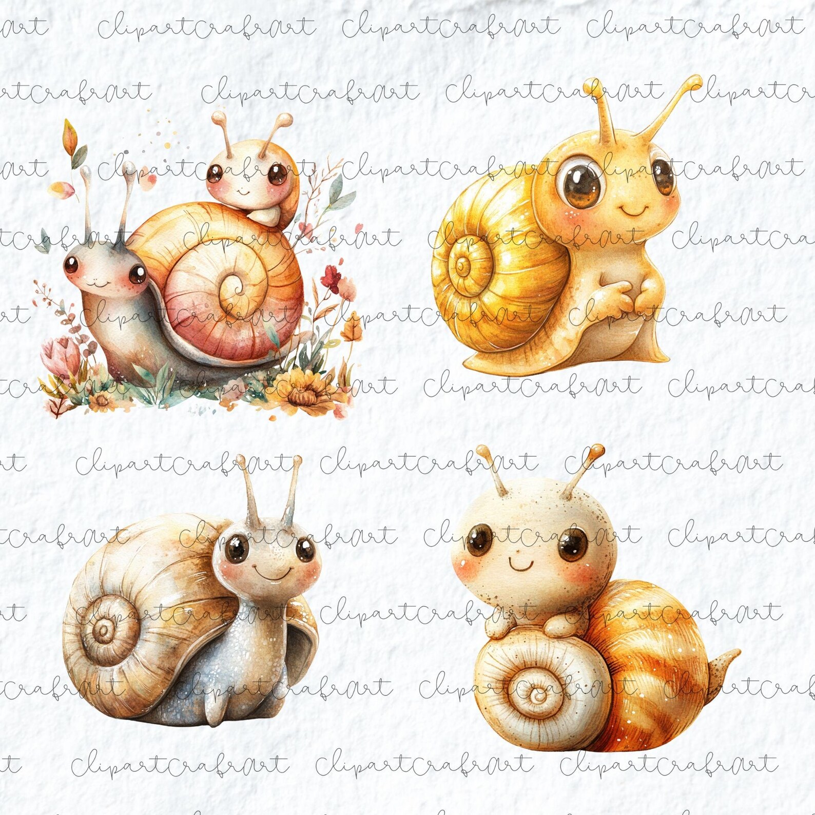 Snail Clipart, Floral Snail Clipart, Birthday Baby Shower Watercolor ...