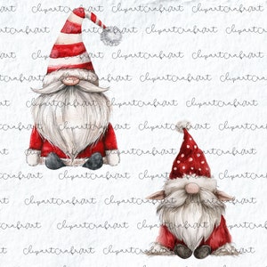Christmas Gnome Clipart, Red Christmas Scandinavian Gnomes Clipart ...