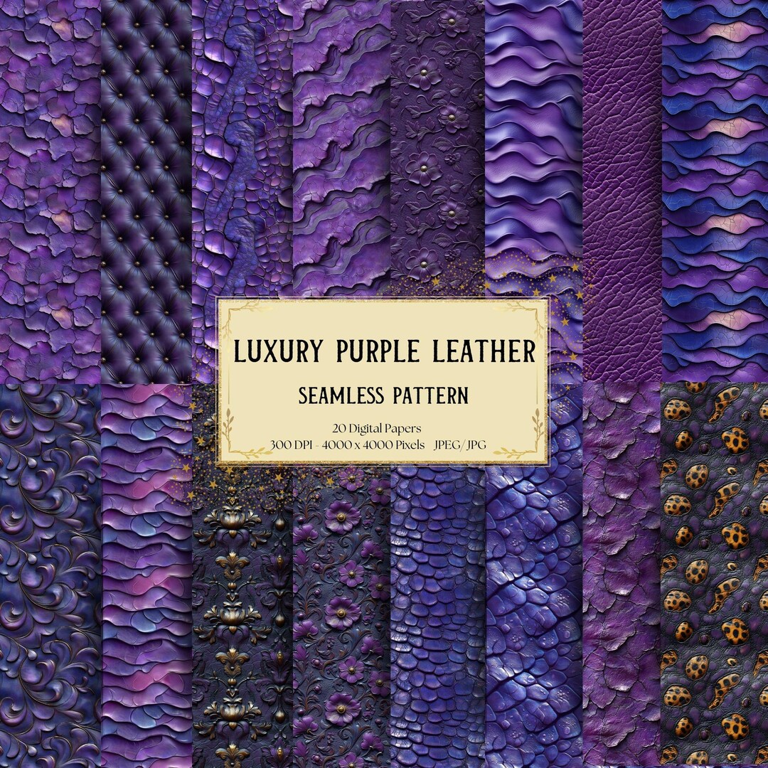 Purple Leather Textures Digital Paper, Purple Texture Seamlesss Pattern ...
