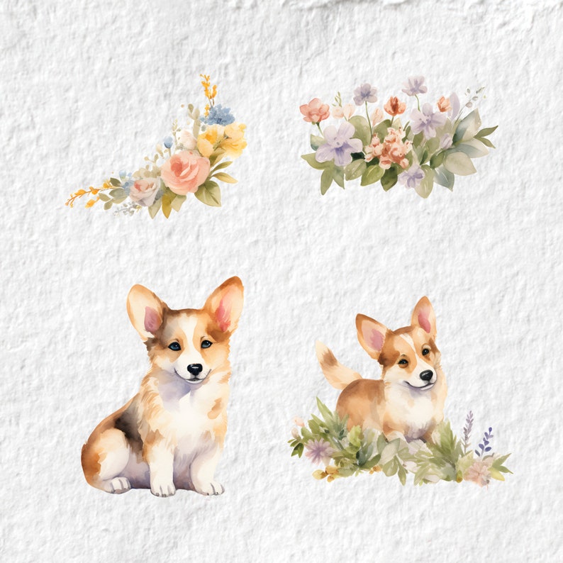 Corgi Dog Watercolor Clipart Corgi Puppy Nursery Baby Shower - Etsy