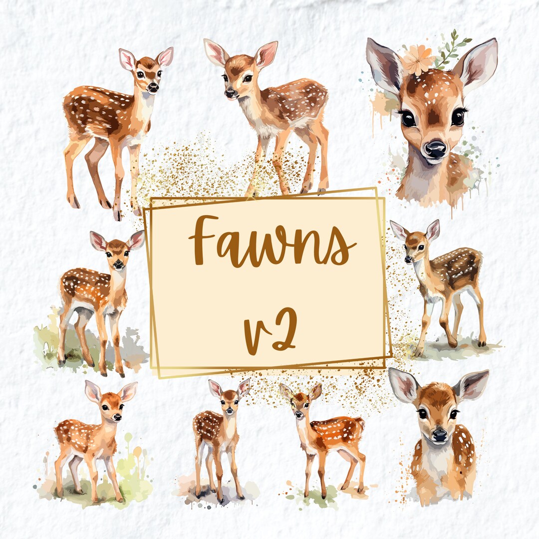 Fawn Clipart, Cute Baby Deer Clipart, Deer Fawn Clipart, Birthday Baby ...