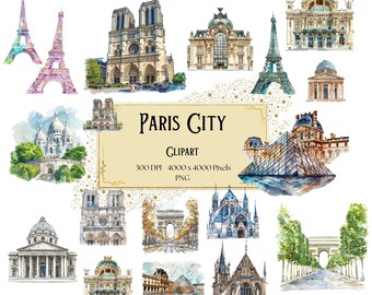 Paris City Clipart, Paris City Watercolor Clipart, Saint Chapelle ...
