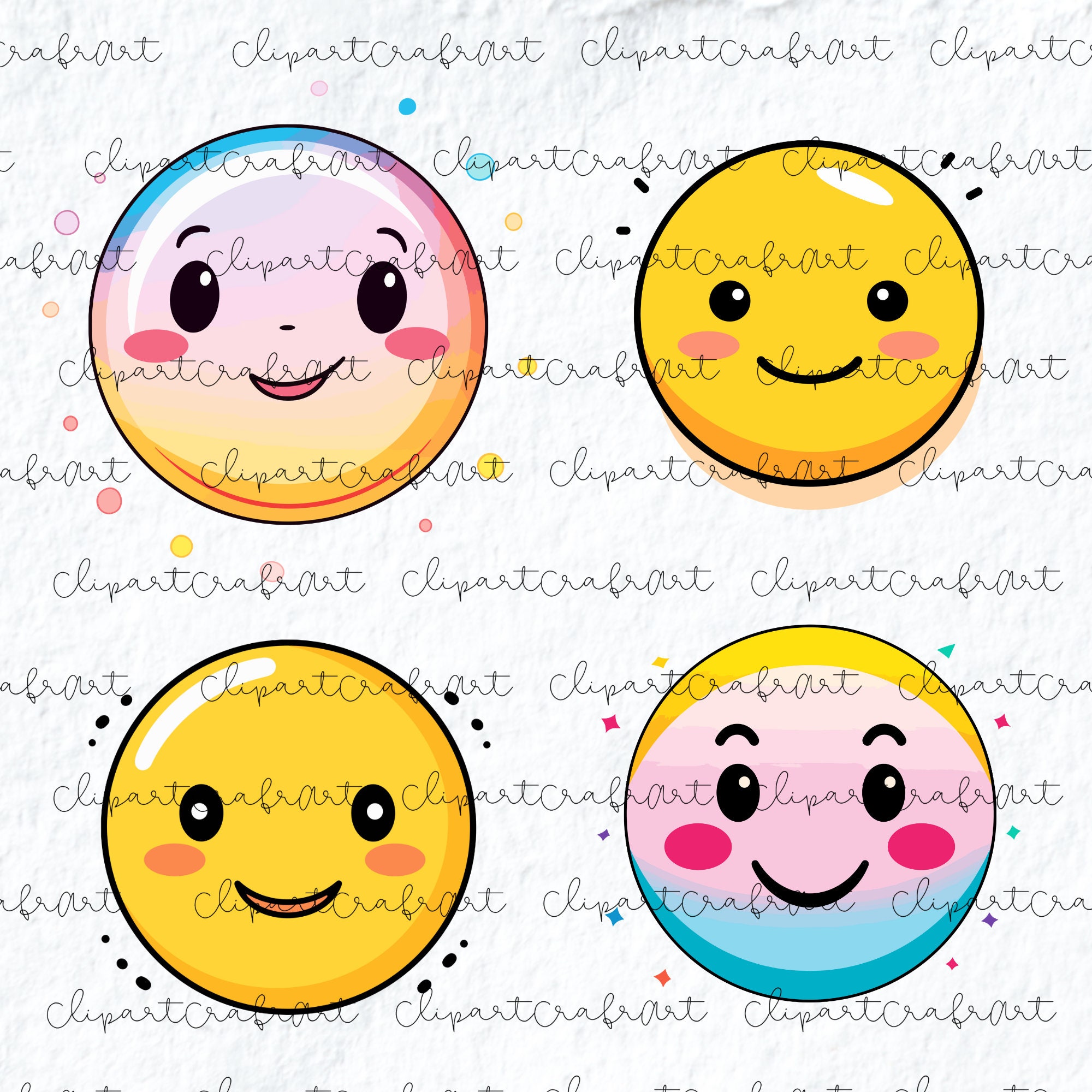 Smiley Faces Clipart, Yellow Smiley Happy Vector Face Clipart, Birthday ...