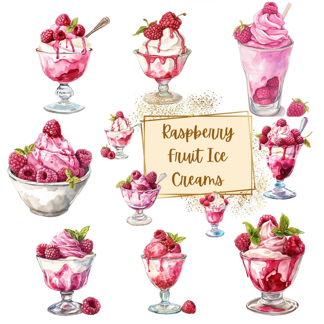 Raspberry Ice Cream Clipart, Raspberries Ice Cream Fruit Clipart ...