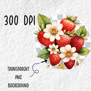 Strawberry Fruit Blossom Clipart, Strawberries Floral Clipart, Berry ...