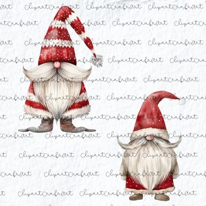 Christmas Gnome Clipart, Red Christmas Scandinavian Gnomes Clipart ...