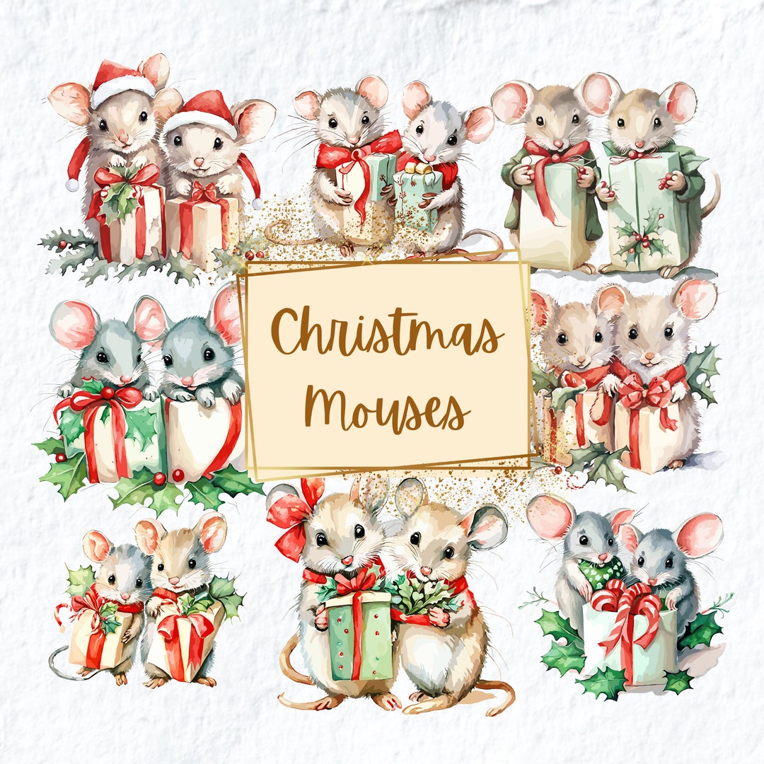 Christmas Mouse Clipart, Christmas Mouse Present Gift Clipart PNG ...