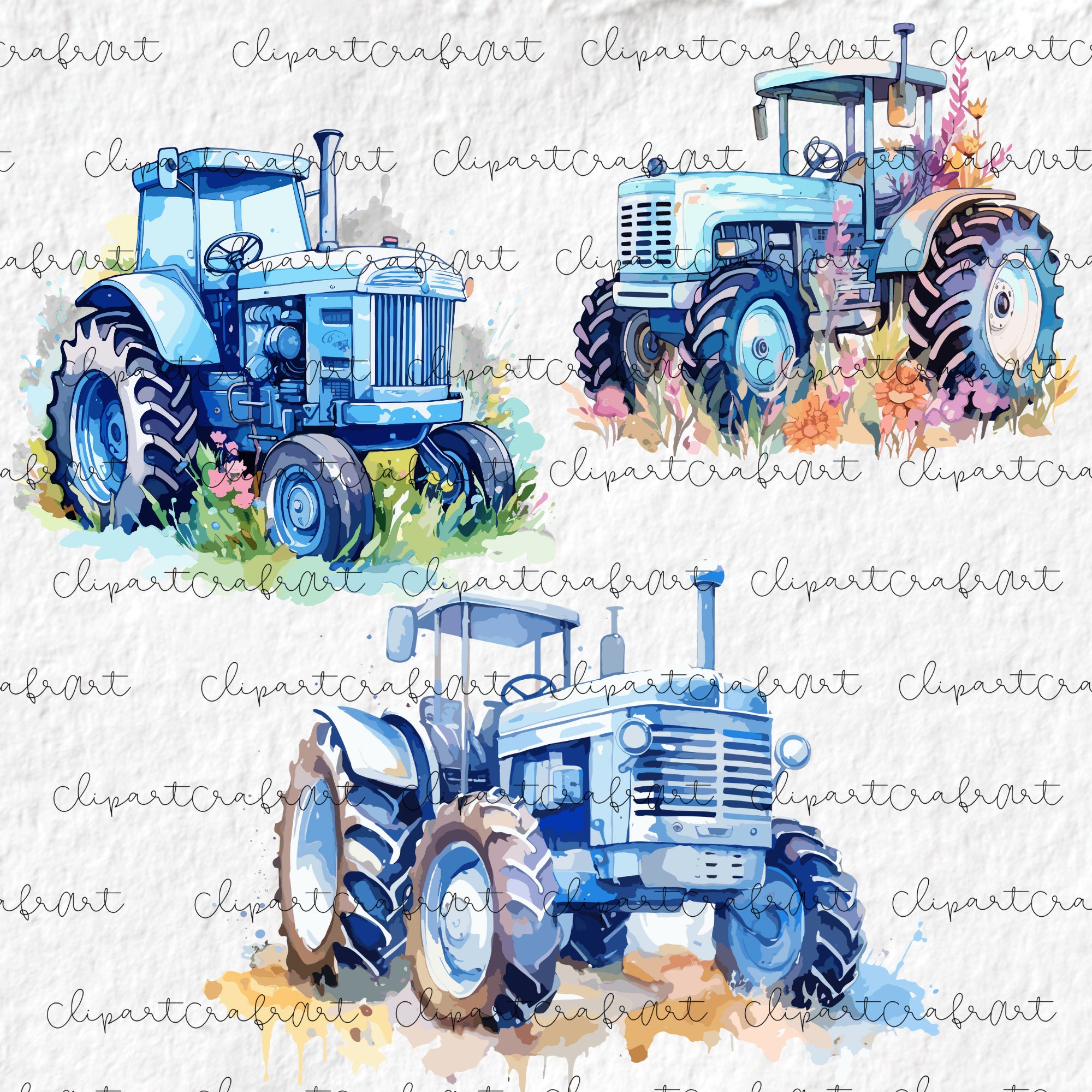 Blue Tractor Clipart Blue Tractor Farming Vehicles Clipart - Etsy
