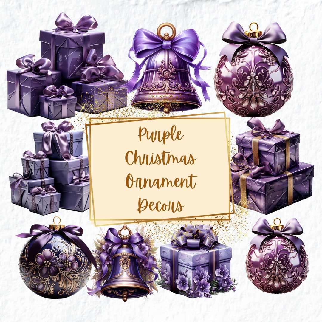 Purple Christmas Ornament Decor Clipart, Christmas Purple Gift Boxes ...