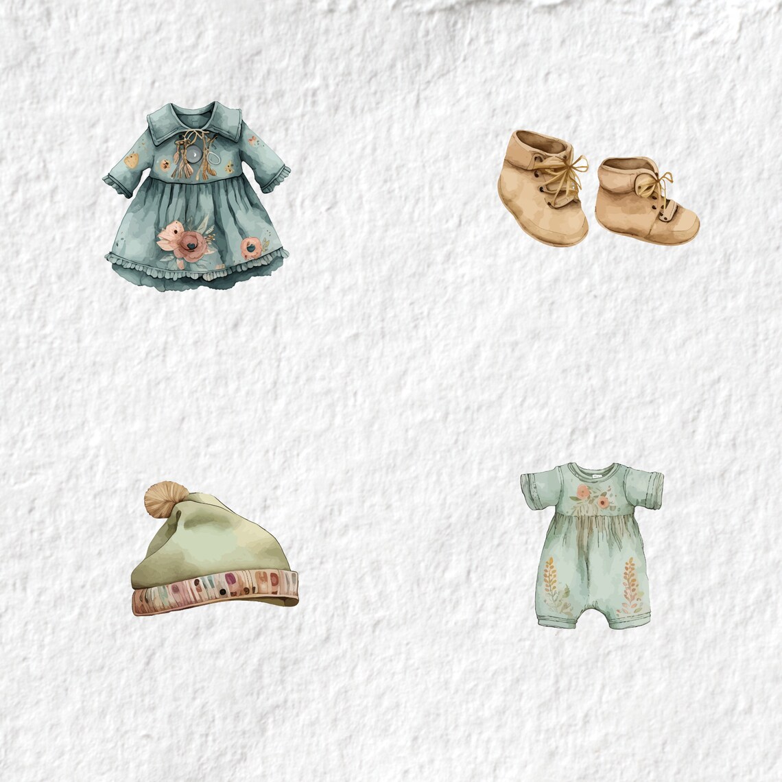 Boho Baby Clothes Watercolor Clipart Baby Clothes Newborn - Etsy