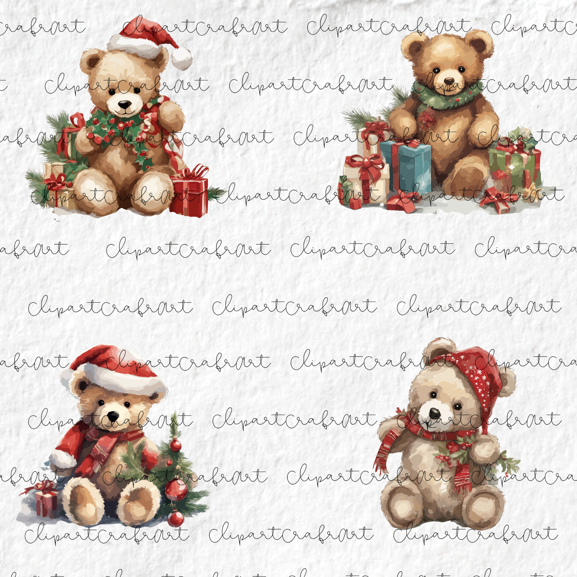 Christmas Teddy Bear Clipart Christmas Teddy Bear Birthday - Etsy