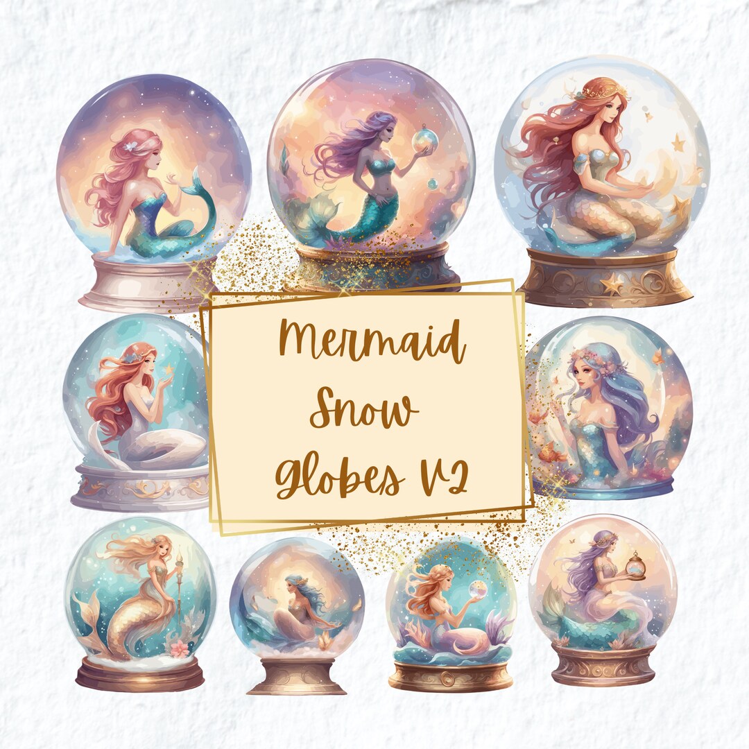 Fantasy Mermaid Snow Globe Clipart, Mermaid Ocean Snow Globe Clipart ...