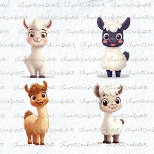 Llama Cartoon Clipart, Alpaca Llama Clipart, Alpaca Farm Animal Clipart ...