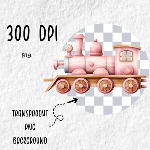 Wooden Pink Toy Train Clipart, Wooden Toy Pink Train Nursery Clipart ...