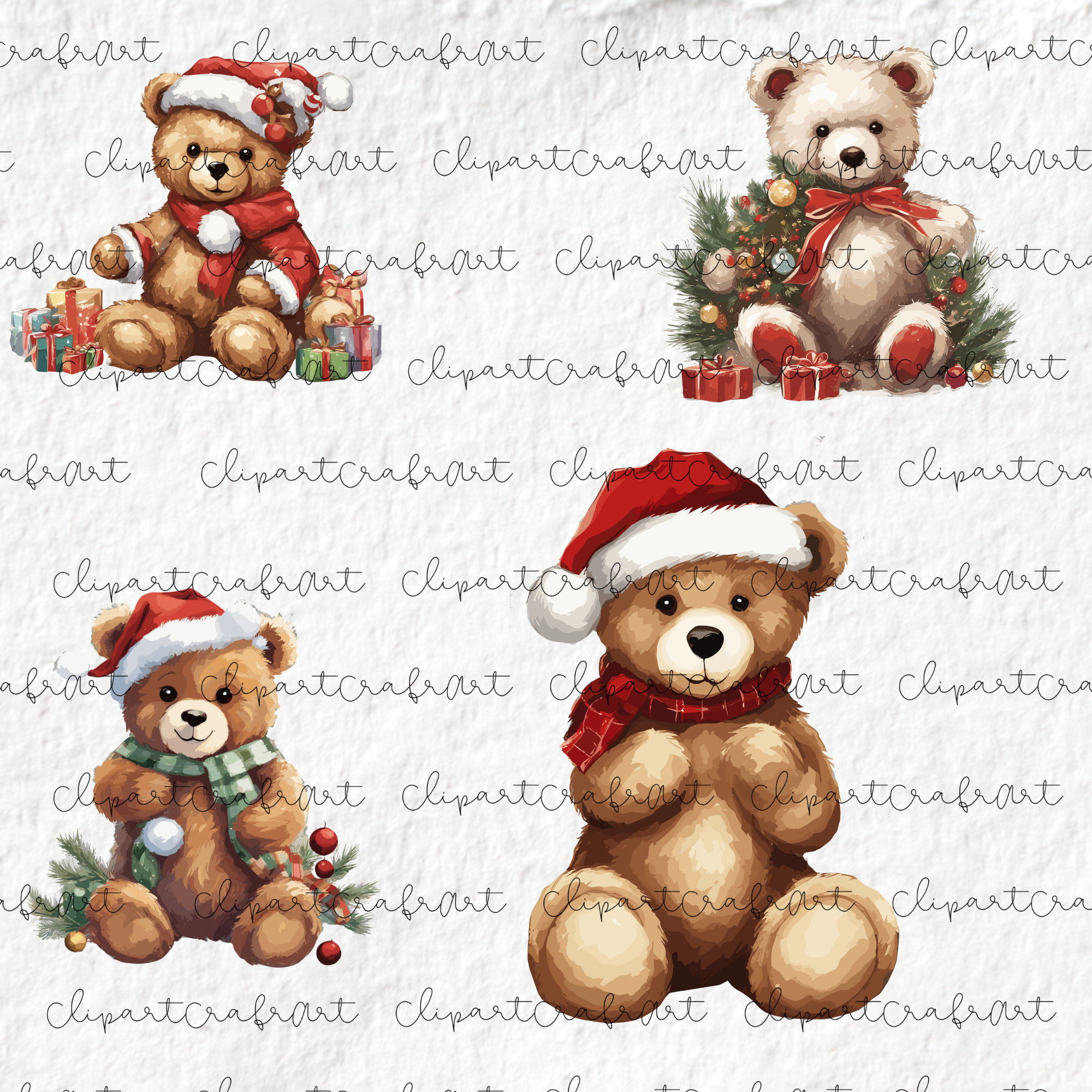 Christmas Teddy Bear Clipart Christmas Teddy Bear Birthday - Etsy
