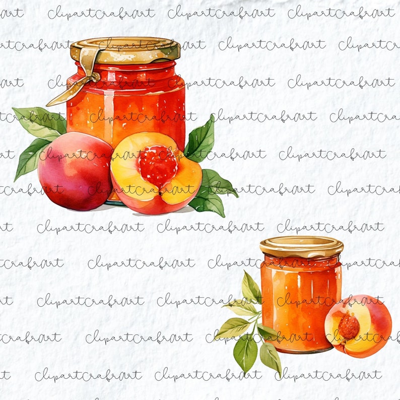 Peach Jam Jar Watercolor Clipart, Nursery Art (PNG, Instant Download ...