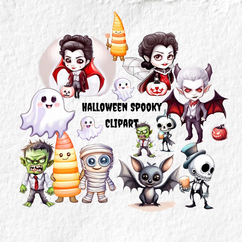 Halloween Night Spooky Clipart Cute Halloween Horror Spooky - Etsy