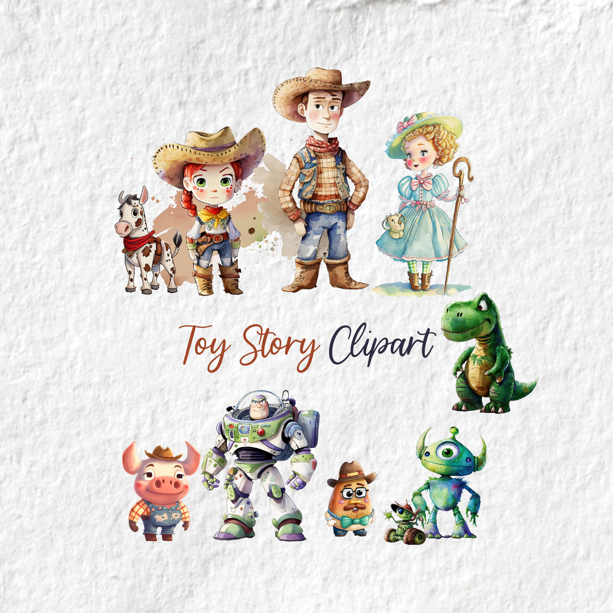 Toy Story Hand Drawn Watercolor Clipart Cute Cartoon - Etsy