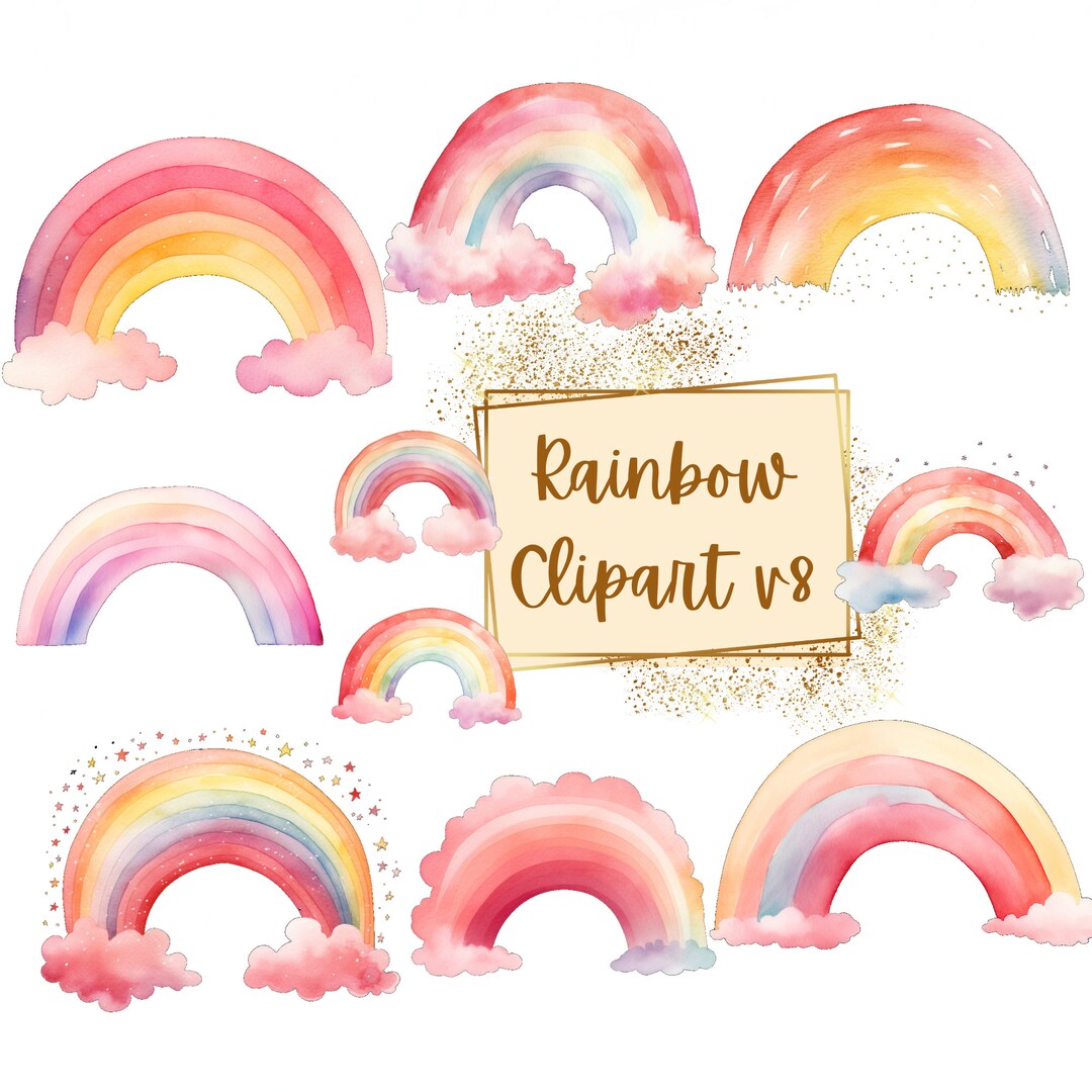 Rainbow Clipart, Red and Pink Rainbow Clipart, Baby Shower Birthday ...