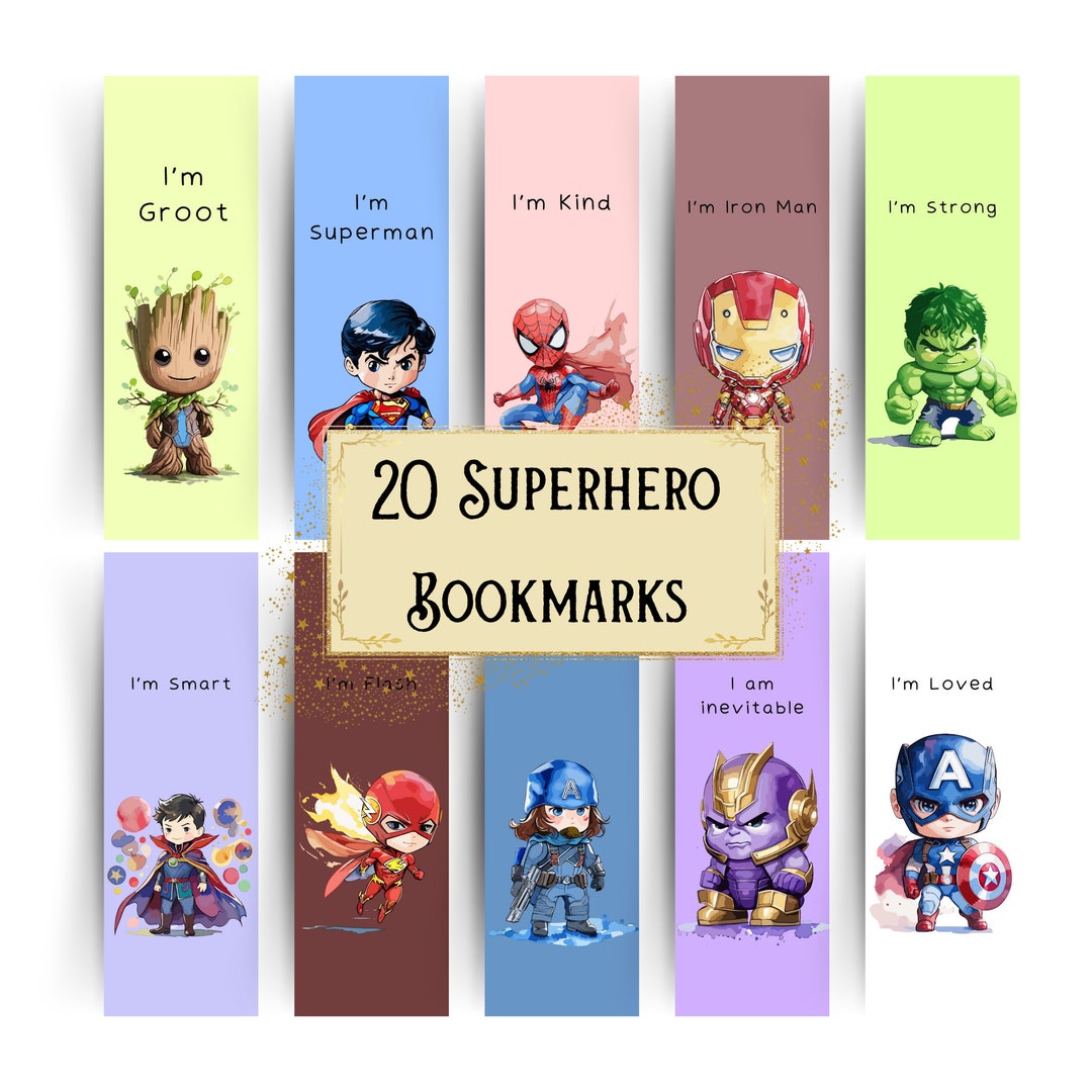 Superhero Bookmark Printable, Superheroes Avengers Bookmark Gifts, Hulk ...