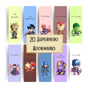 Superhero Bookmark Printable, Superheroes Avengers Bookmark Gifts, Hulk ...