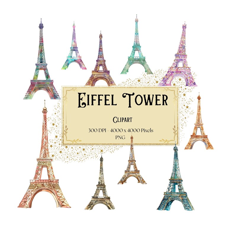 Eiffel Tower Clipart, Eiffel Tower Paris Watercolor Clipart, Paris ...