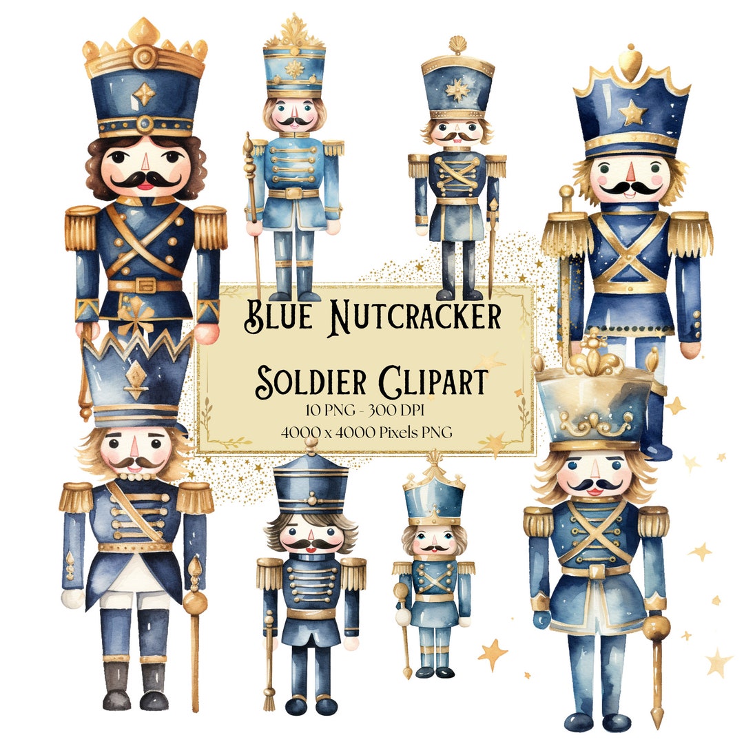 Nutcracker Soldier Clipart, Golden Blue Nutcracker Soldier Clipart ...