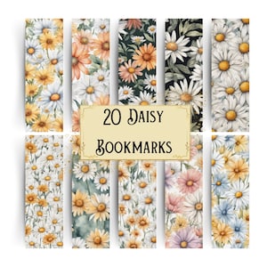 Daisy Bookmarks Printable, Daisy Flower Bookmark Gifts, Floral Daisy ...