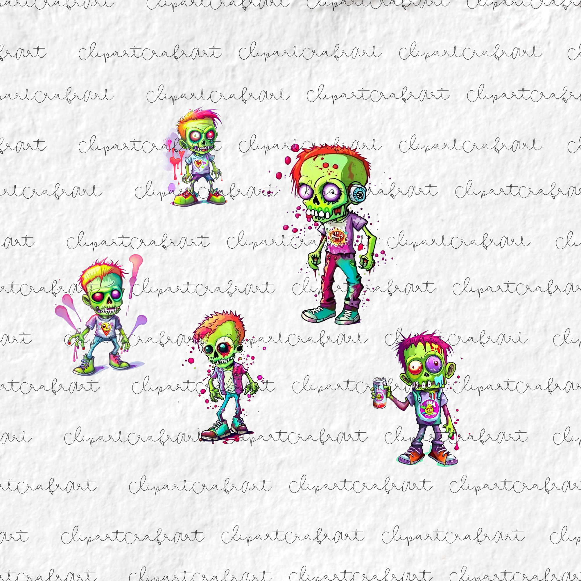 Halloween Zombie Clipart, Cute Halloween Horror Zombie Clipart, Creepy ...