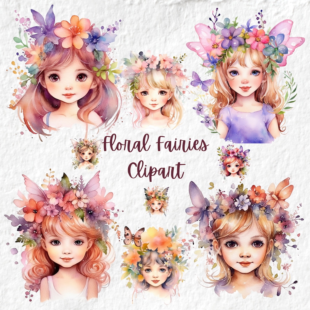 Mystical Fairy Clipart, Floral Fairies Clipart, Floral Fairytale ...